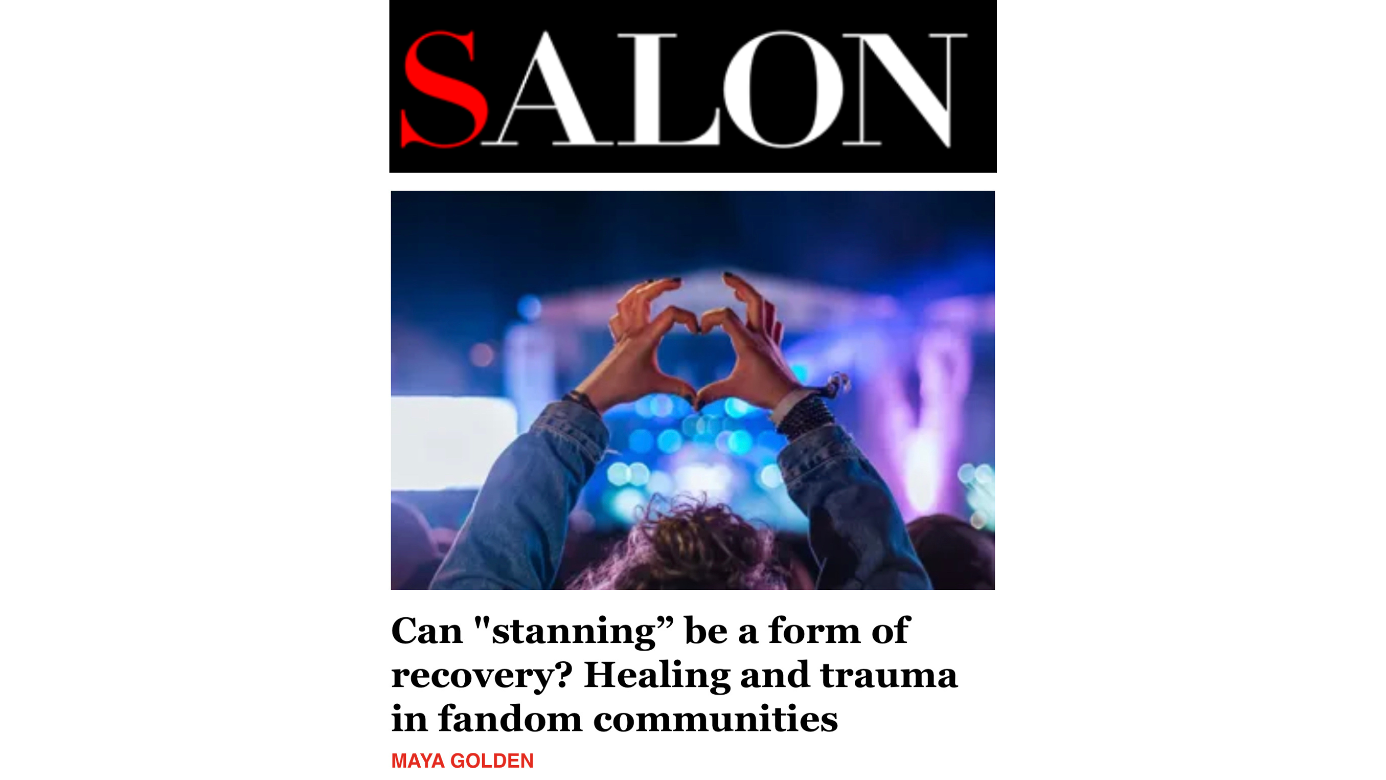 Workshop Alum Maya Golden Published at Salon – Writing Workshops