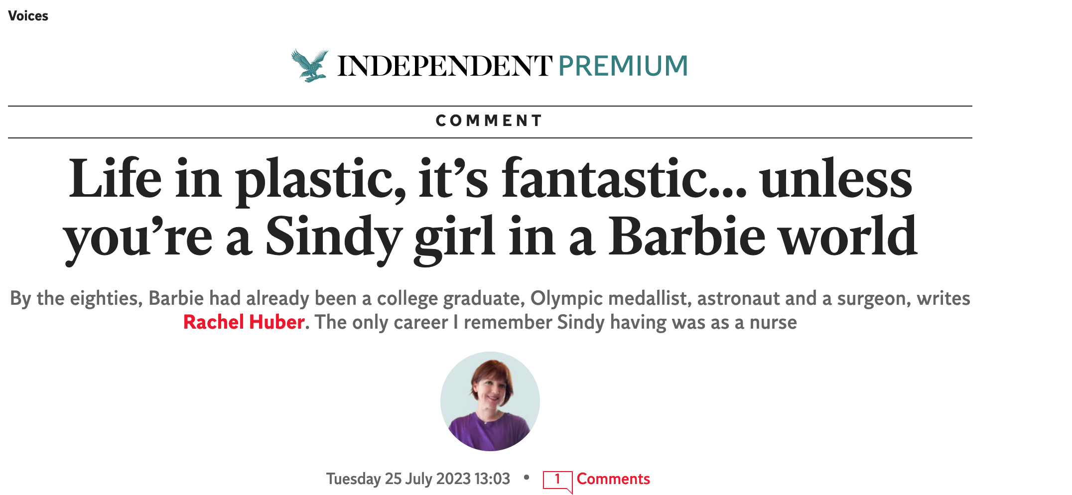 Workshop Alum Rachel Huber Published at The Independent – Writing Workshops